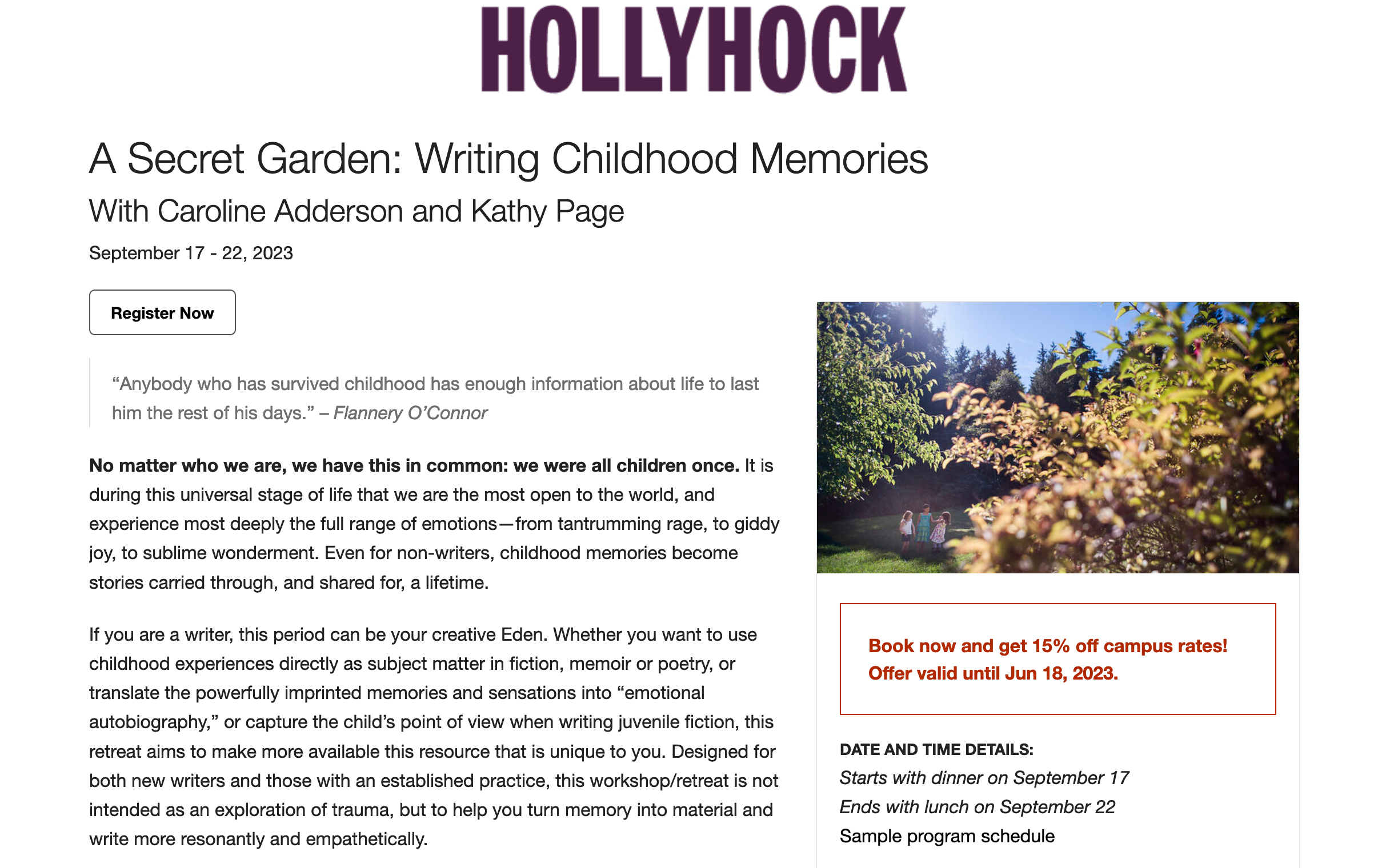 A Secret Garden: Writing Retreat at Hollyhock on Beautiful Cortes ...